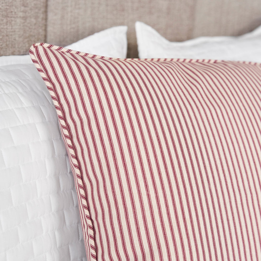 Ticking Stripe Sham | Red | Standard Euro or King Sizes – Southern ...